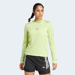 Damen Laufshirt "ULT HI VIS LS W", grün, Gr. L, adidas Performance, Obermaterial: 100% Polyester, Shirts