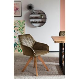 Armlehnstuhl Salesfever, B:59cm H:85cm T:61cm, gr&uuml;n, Samtvelours (100% Polyester), Buche Massivholz, Esszimmer, St&uuml;hle, "V&auml;xj&ouml; - Esszimmerstuhl