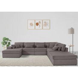 Wohnlandschaft OTTO HOME, B:360cm H:75cm T:260cm, grau, Baumwollmix (60% Baumwolle/40% Leinen);Struktur fein (100% Polyester);Samtoptik (100%