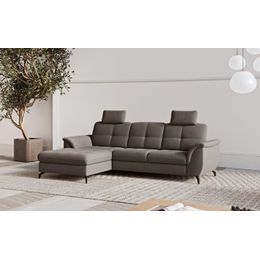 Sit & More Ecksofa SIT & MORE, B:262cm H:92cm T:164cm, grau, 100% Polyester, Wohnzimmer, Sofas, "Zora", wahlweise mit Bettfunktion und Bettkasten