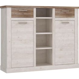 Highboard FORTE, B:159,6cm H:128,3cm T:41,3cm, wei&szlig;, FSC-zertifizierter Holzwerkstoff, Wohnzimmer, Sideboards, "Duro", Breite 159,6 cm, Aktenschrank