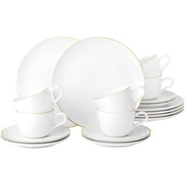 Seltmann Weiden Kaffeeservice "Geschirr-Set, Service Liberty Goldrand", 18 Stk., gold, Geschirr-Sets, Teller Set, Tassen, gold, Made in Germany, 18
