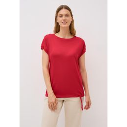 Cecil Damen T-Shirt, rot, Basic, Gr. XXL, unifarben, Web, 50% Baumwolle, 50% Modal, Shirts, mit Tunnelzug am Saum