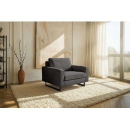 Loveseat Home Affaire, B:105cm H:85cm T:97cmdunkelgrau, 100% Polyester, Sessel, "Pinto 105 cm, Cord, Chenille, Lederoptik", mit Keder, Metallfüßen