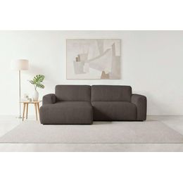 Schlafsofa Home Affaire, B:250cm H:82cm T:143cmbraun, 92% Polyester, 8% Nylon, Sofas, "Noord Schlafecksofa, Breite 250 cm", Cord, Struktur, Webstoff,