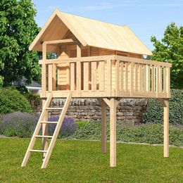 Akubi Kinder Spielturm "Fidel", beige, Holzwerkstoff, B:198cm H:329,5cm T:243cm, Spieltürme, BxTxH: 198x243x330 cm
