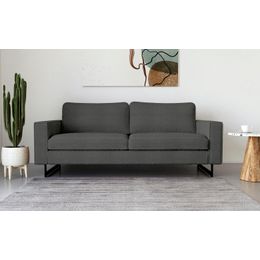3-Sitzer Home Affaire, B:206cm H:85cm T:97cm, schwarz, 90% Polyester, 10% Nylon, Sofas, "Pinto, 206 cm, Cord, Chenille, Lederoptik", mit Keder,