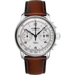 Zeppelin Herren Chronograph "100 Jahre", braun, Armbanduhren, Armbanduhr, Quarzuhr, Herrenuhr, Datum, Stoppfunktion, Made in Germany