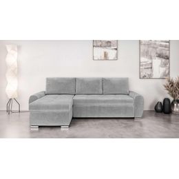 Ecksofa Home Affaire, B:237cm H:89cm T:166cm, silber, 100% Polyester, Wohnzimmer, Sofas, "HAVERHILL Schlafsofa mit Bettkasten, Maße B/H/T: 237/89/166