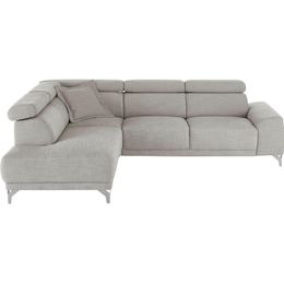 Ecksofa 3C CANDY, B:249cm H:79cm T:209cm, silber, 100% Polyester, Wohnzimmer, Sofas, "Greve Sofa immer mit manuelle Kopfteilverstellungen, modern,