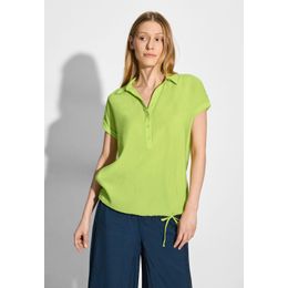 Cecil Damen Kurzarmbluse, gelb, Gr. XL, unifarben, Web, Obermaterial: 82% Modal, 18% Polyester, Blusen, mit Knopfleiste