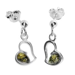 OSTSEE-SCHMUCK Damen Paar Ohrh&auml;nger "- Herz - Silber 925/000 - Bernstein", Silber 925 (Sterlingsilber), silber, Silber 925 (Sterlingsilber), Ohrringe