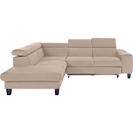 Ecksofa COTTA, B:249cm H:75cm T:207cm, beige, Microfaser PRIMABELLE (100% Polyester);Flachgewebe (100% Polyester);Samtvelours (100% Polyester),