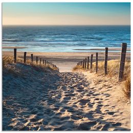 Küchenrückwand Artland, B:60cm H:60cm, beige, Aluminium, Spritzschutzwände, "Weg zum Nordseestrand Sonnenuntergang", Alu Spritzschutz mit Klebeband,