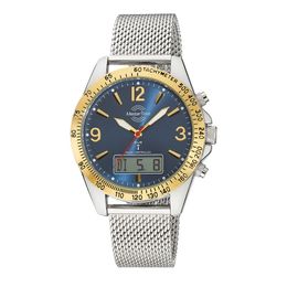 MASTER TIME Herren Funkchronograph "Sporty", blau, Armbanduhren, Quarzuhr, Armbanduhr, Herrenuhr, Edelstahlarmband, analog, digital