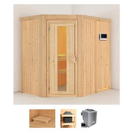 Karibu Sauna "Clara", Bio-Kombiofen, externe Steuerung, 9 kW, beige, Saunen, Ofen 9 kW Bio externe Strg easy
