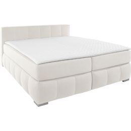 Boxspringbett Home Affaire, B:207cm L:245cm, beige, Samtoptik (100% Polyester);Bezug der Spiegelfläche Matratzendrell aus 100% Polyester;Struktur