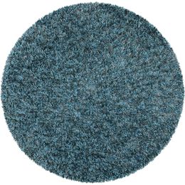 Hochflor-Teppich Esprit, B:67cm H:40mm L:67cm &Oslash;:67cm, blau, Polypropylen (PP), Teppiche, "Cosy Glamour 2.0", Langflor, Shaggy, weicher Teppich,