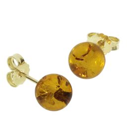 OSTSEE-SCHMUCK Damen Paar Ohrstecker "- Kugel 8 mm - Gold 333/000 - Bernstein", Gelbgold 333, gold, Gelbgold 333, Ohrringe