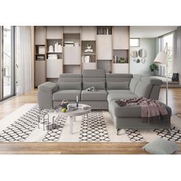 Sit & More Ecksofa SIT & MORE, B:274cm H:87cm T:230cm, grau, 100% Polyester, Wohnzimmer, Sofas, "Cabrio L-Form, B: 274 cm, mit Sitztiefen-, Arm- &