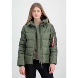Damen Winterjacke "Hooded Puffer Alpha Women", gr&uuml;n, Gr. XS, Alpha Industries, Obermaterial: 100% Polyester. Futter: 100% Polyester. F&uuml;llung: 100%