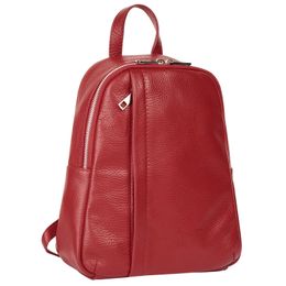 Samantha Look Damen Cityrucksack, rot, Leder, Rindsleder, Rucks&auml;cke, Echt Leder, Made in Italy