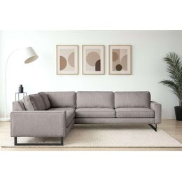 Ecksofa Home Affaire, B:290cm H:85cm T:250cmsilber grau, 100% Polyester, Wohnzimmer, Sofas, "Pinto, XXL, 250/290 cm, langer Schenkel, Ottomane",