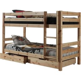 Etagenbett Vipack, B:105cm H:140cm L:210cm, beige, Kinderzimmer, Etagenbetten, "Pino, Kiefer massiv, sehr standfest, Made in Europe", inkl. Leiter