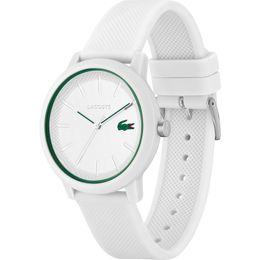 Lacoste Herren Quarzuhr "Lacoste.12.12", wei&szlig;, Armbanduhren, Armbanduhr, Herrenuhr, Mineralglas, Silikonarmband