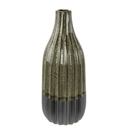 I.GE.A. Dekovase "Vase aus Keramik, geriffelt, bauchig, matt glänzend", B/H/T: 12cm x 30cm, grau, Vasen, Flaschenform, Blumenvase, Tischdeko,