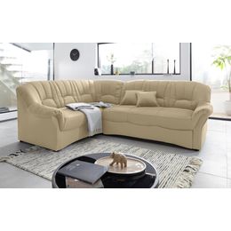 Ecksofa DOMO collection, B:256cm H:91cm T:200cm, beige, Luxus-Microfaser (100% Polyester), mit Muster;Struktur (100% Polyester), Wohnzimmer, Sofas,