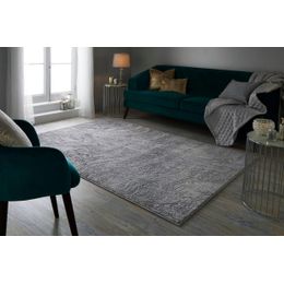 Teppich FLAIR RUGS, B:120cm H:7mm L:170cm, silber, Kunstfaser, Wohnzimmer, Teppiche, "Arissa", Glanzeffekt, Schrumpf-Garn-Effekt, dichte Qualität,