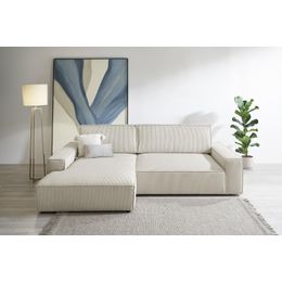 Ecksofa Home Affaire, B:284cm H:90cm T:195cm, beige, 100% Polyester, Wohnzimmer, Sofas, "NEU: SHERWOOD XXL 284, Big-Sofa L-Form, tiefe Sitzfläche 95