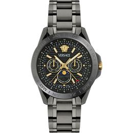 Versace Kinder Multifunktionsuhr "V-GALAXY MOONPHASE", grau, Armbanduhren, Quarzuhr,Armbanduhr,Herrenuhr,Swiss Made,Edelstahlarmband,Mondphase