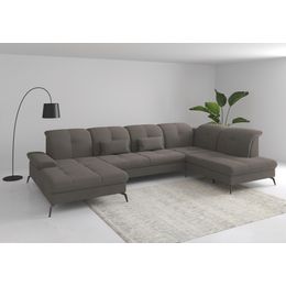 Sit & More Wohnlandschaft SIT & MORE, B:357cm H:90cm T:231cm, braun, 100% Polyester, Sofas, "Amica, U-Form, inkl. Sitztiefenverstellung und Armteilverstellung",