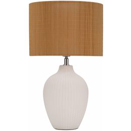 PAULEEN Tischleuchte "Timber Glow", 1, Ø 28cm H: 49cm, 1 Stk., beige, Wohnzimmer, Leuchten, E27