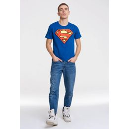 logoshirt Herren T-Shirt "SUPERMAN - LOGO", blau, Gr. S, bedruckt, 100% Baumwolle, Shirts, mit coolem Frontprint