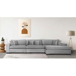 Sofa-Eckelement Home Affaire, B:400cm H:86cm T:190cm, grau, 100% Polyester, Polsterelemente, "Skara XXL L-Form", Lounge-Sofa XXL mit