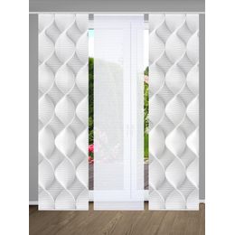 Schiebegardine HOME IN GREEN, B:60cm H:245cm, grau, Polyester, Wohnzimmer, Gardinen, "LAMIRA", SET DIGITALDRUCK,BAMBUSOPTIK RECYCELT