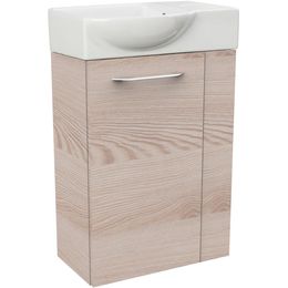 Waschtisch Fackelmann, B:45,5cm H:70,5cm T:32cm, braun, Holzwerkstoff, Keramik, Badezimmer, Waschtische, "SBC", bestehend aus Becken und Unterbau,