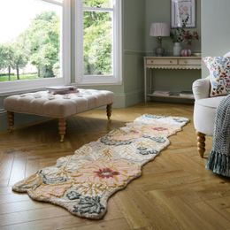 Wollteppich FLAIR RUGS, B:60cm H:10mm L:230cm, pink, Wolle, Wohnzimmer, Teppiche, "Daphne Floral, 100% Wolle", organischen Blumenmotive, Wohnzimmer,