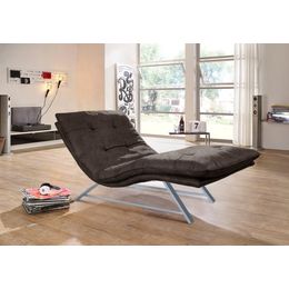 Relaxliege W.Schillig, B:95cm H:91cm T:170cm, braun, Stoff S37 (100% Polyester), Wohnzimmer, Sofas, "daily dreams", in Waffelkissen-Optik, wahlweise