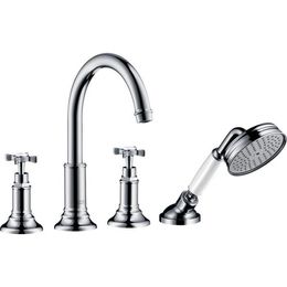 Hansgrohe Axor Montreux Fertigmontageset 16544000 4-Loch-Fliesenrandarmatur, mit Kreuzgriffen, chrom