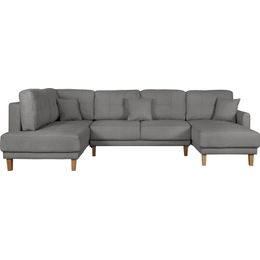 Wohnlandschaft Home Affaire, B:310cm H:90cm T:192cm, grau, 88% Polyester, 9% Rayon, 3% Nylon, Sofas, "TRIPLO U-Form wahlweise mit Schlaffunktion,