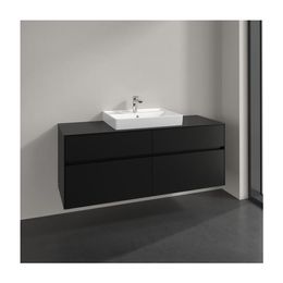 Villeroy & Boch Villeroy und Boch Collaro Waschtischunterschrank C084B0VL 140x54,8x50cm, Waschtisch mittig, LED-Beleuchtung 10,4 W, volcano black