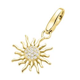 Damen Charm-Einh&auml;nger "Sonne mit Zirkonia, vergoldet, Silber 925", gold, Giorgio Martello MILANO, Silber 925 (Sterlingsilber), Charms