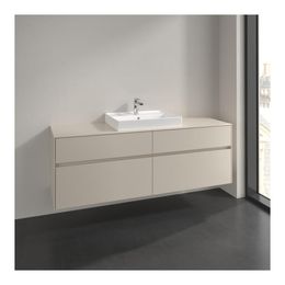 Villeroy & Boch Villeroy und Boch Collaro Waschtischunterschrank C025B0VN 160x54,8x50cm, Waschtisch mittig, LED-Beleuchtung 12W, cashmere grey