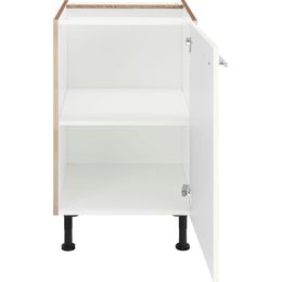 Unterschrank Optifit, B:50cm H:87cm T:58,4cm, wei&szlig;, K&uuml;che, Schr&auml;nke, "Bern", 50 cm breit, mit 1 T&uuml;r mit h&ouml;henverstellbaren F&uuml;&szlig;en, mit Metallgriff