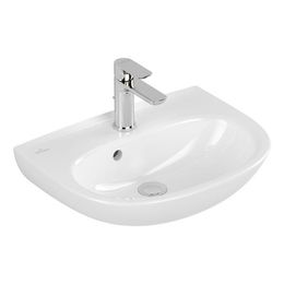 Villeroy & Boch Villeroy und Boch O.novo Waschtisch 43405001 50x38cm, oval, Hahnloch mit &Uuml;berlauf, wei&szlig;