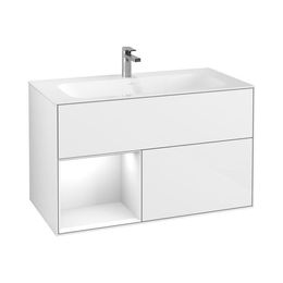 Villeroy & Boch Villeroy und Boch Finion Waschtischunterschrank G030GFGF 99,6x59,1cm, Wandbeleuchtung, Regal links Glossy white lacquer, Glossy white lacquer